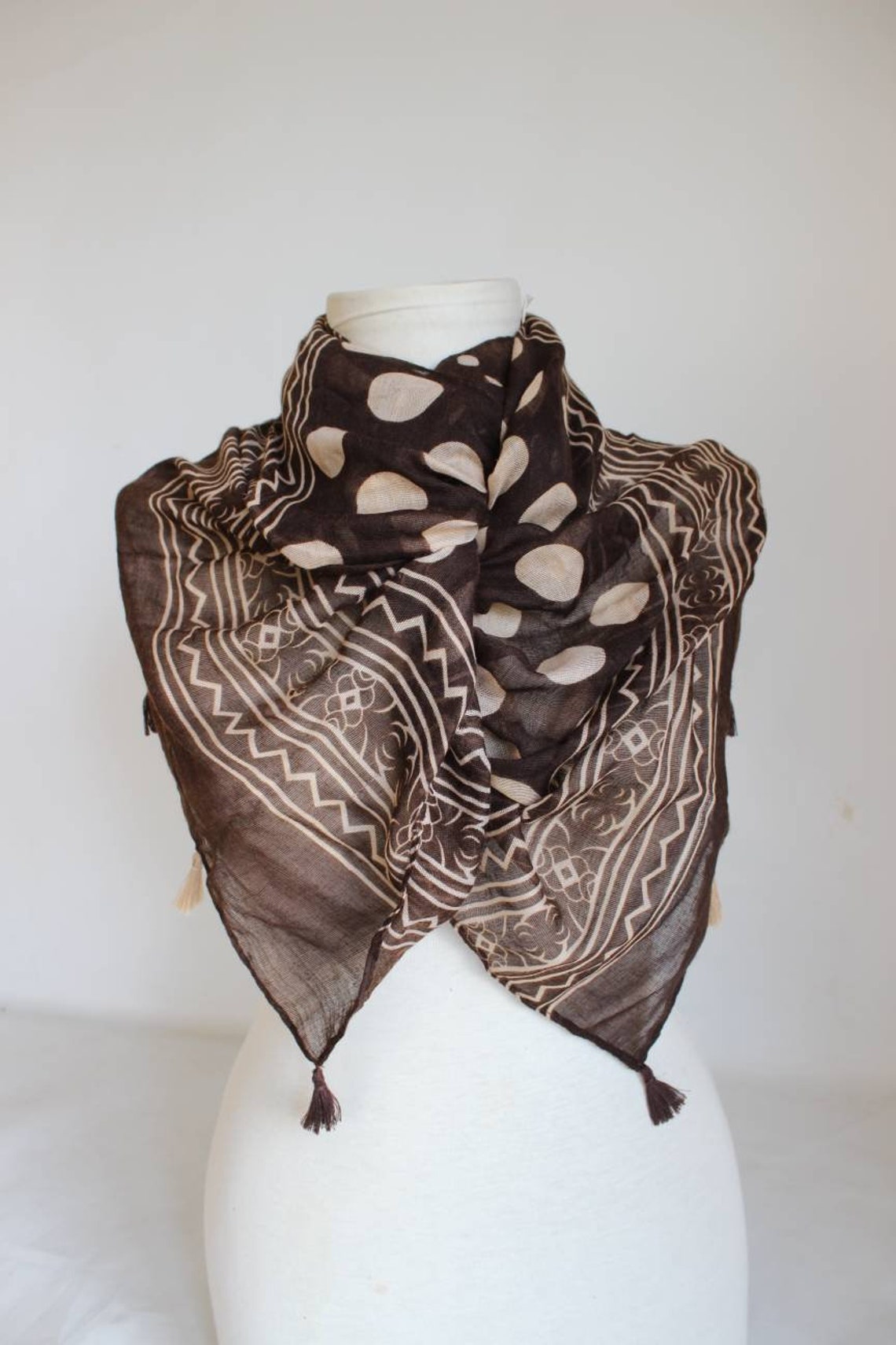 Rectangle Scarf-cotton Scarf Brown Scarves Scarves for Woman Tichel ...