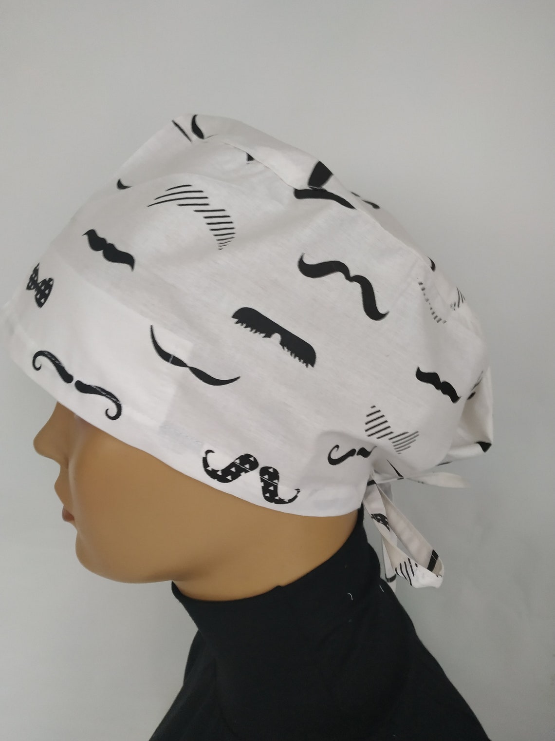 White Black Surgical Cap Medical Cap I Adjustable Cotton - Etsy