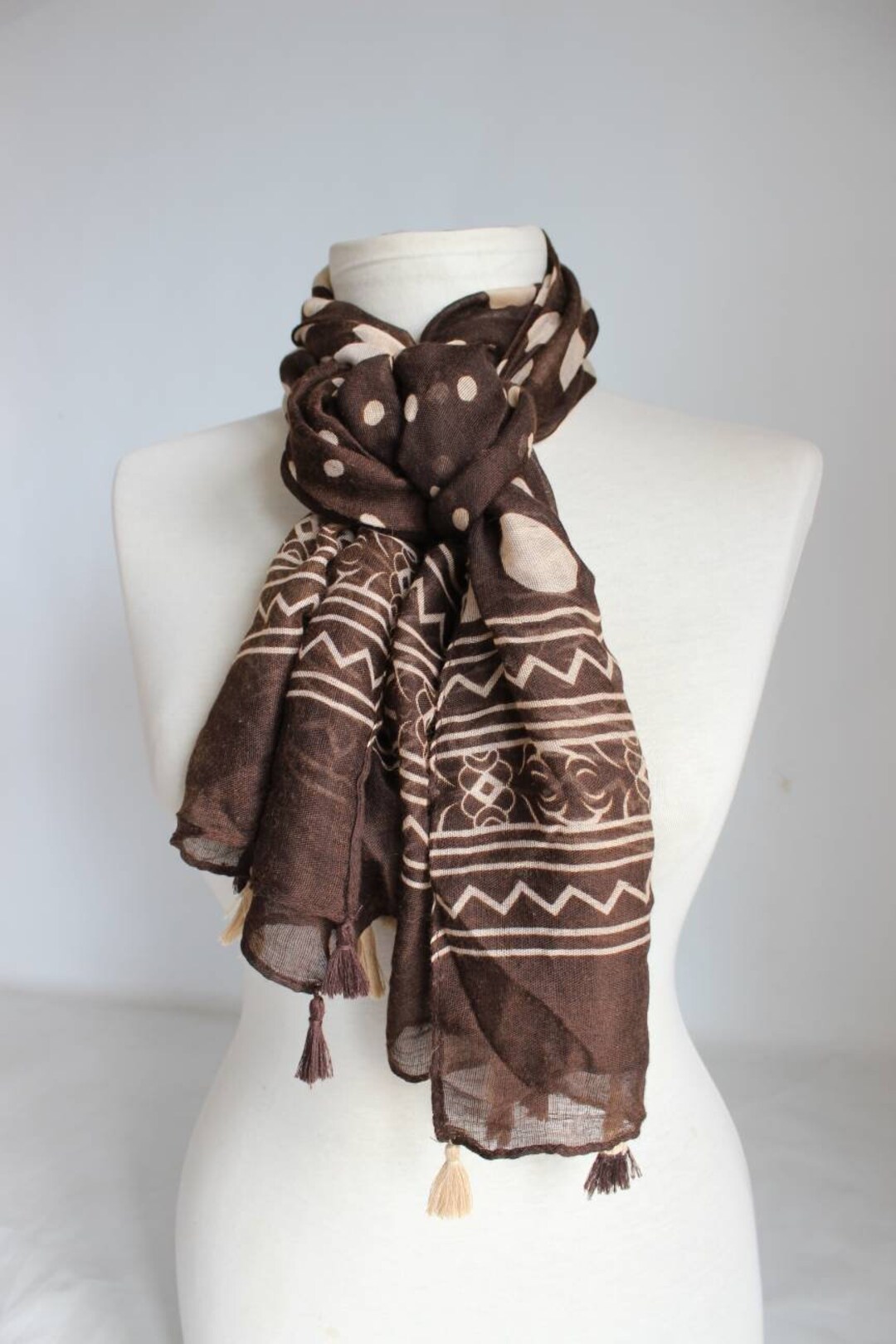 Rectangle Scarf-cotton Scarf Brown Scarves Scarves for Woman Tichel ...