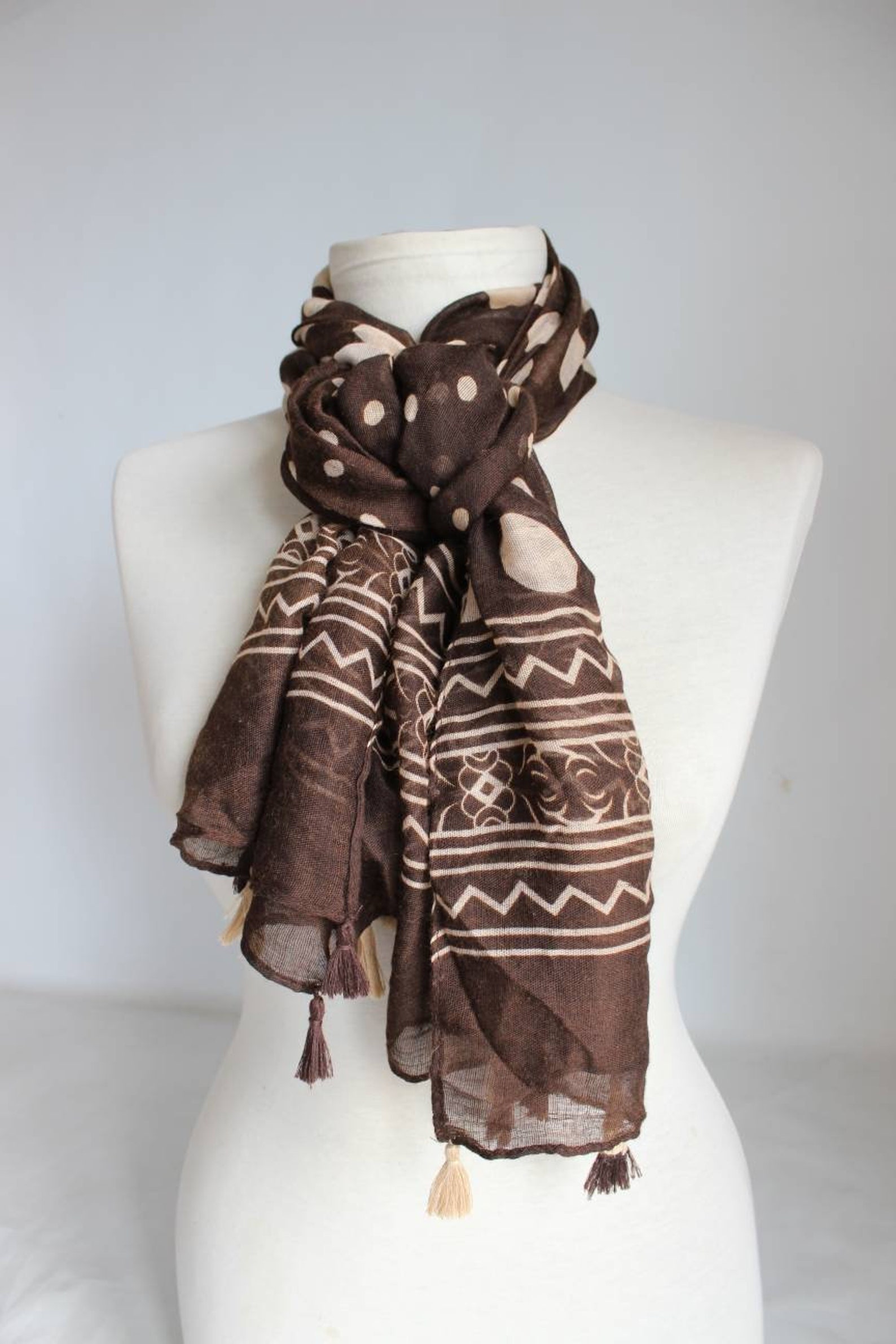 Rectangle Scarf-cotton Scarf Brown Scarves Scarves for Woman Tichel ...