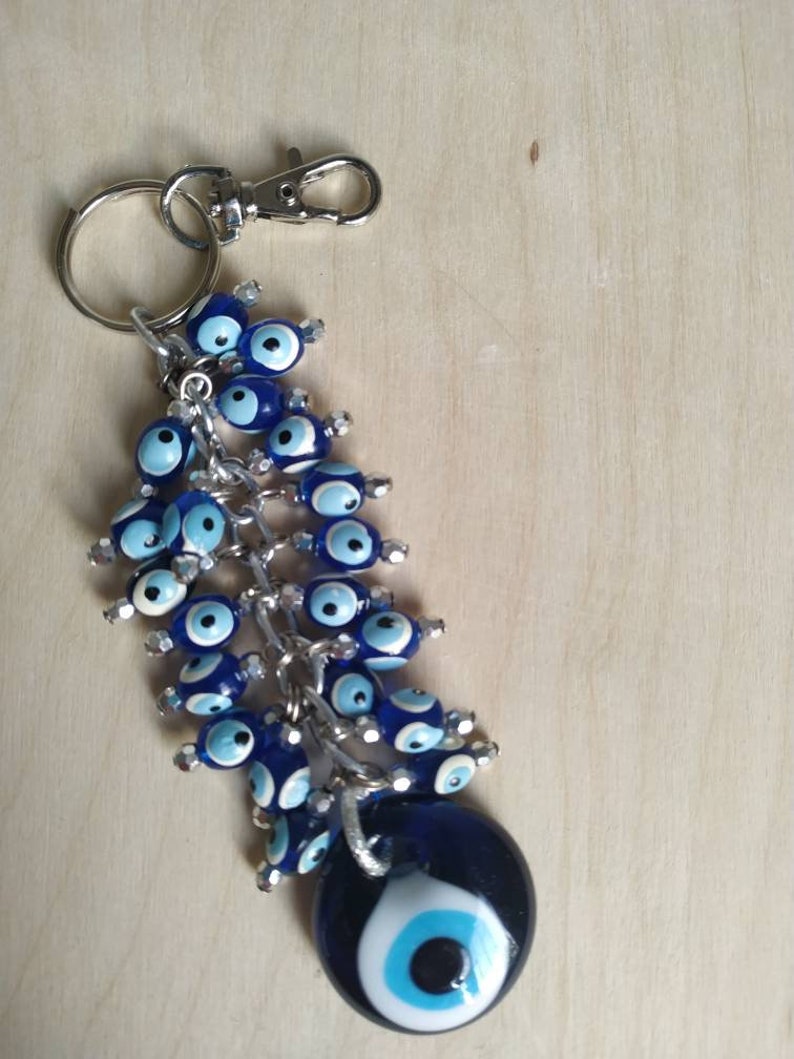 Evil Eye Key Chain, Evil Eye Keychain, Nazar Gift, Greek Key Chain ...