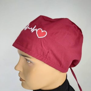 Dark Claret Red Surgical Cap, Nurse Cap | Chemo Hats | Turbans for ...