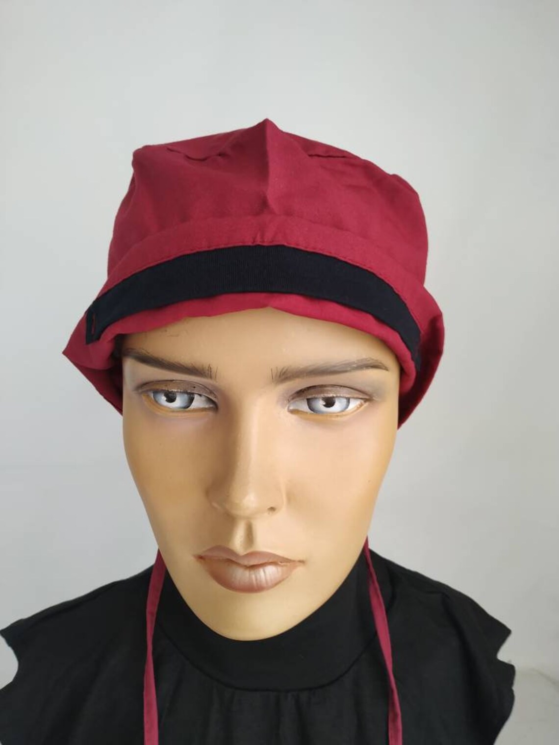 Dark Claret Red Surgical Cap, Nurse Cap Chemo Hats Turbans for ...