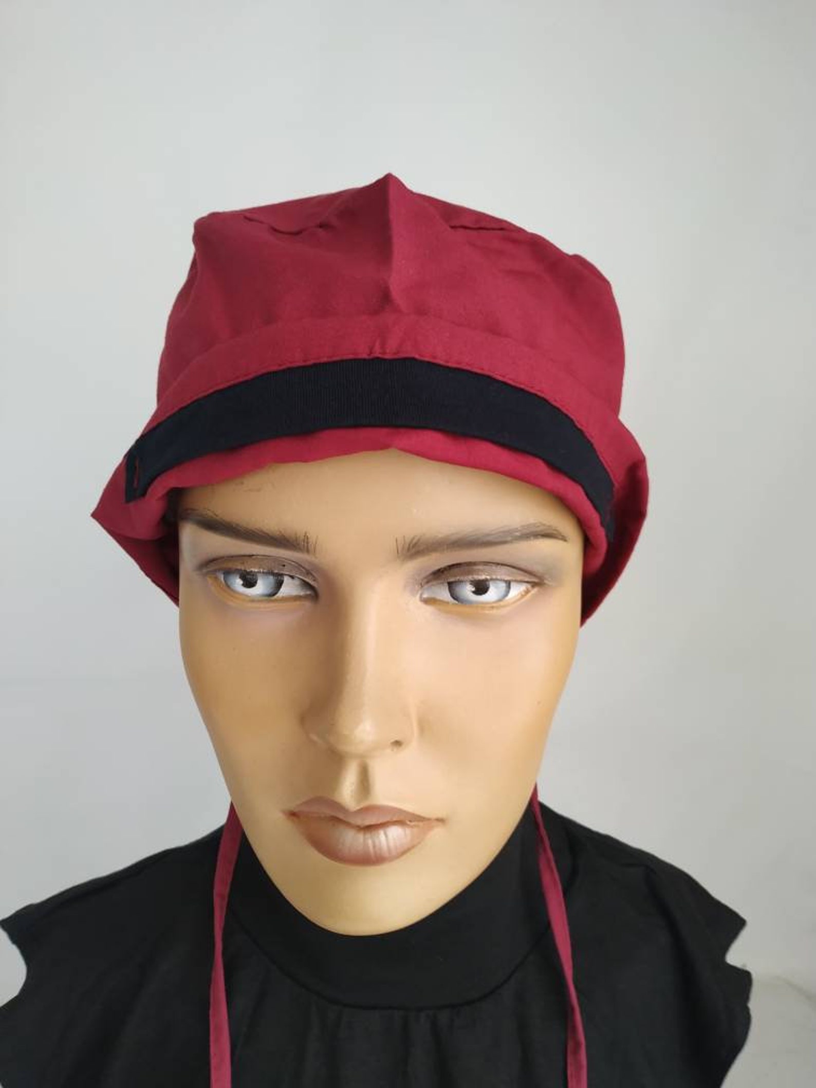 Dark Claret Red Surgical Cap, Nurse Cap | Chemo Hats | Turbans for ...