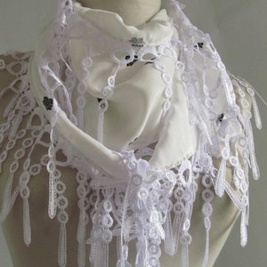 White Scarf - Scarf Accessories - Chiffon Scarf - White Scarf - Scarf ...