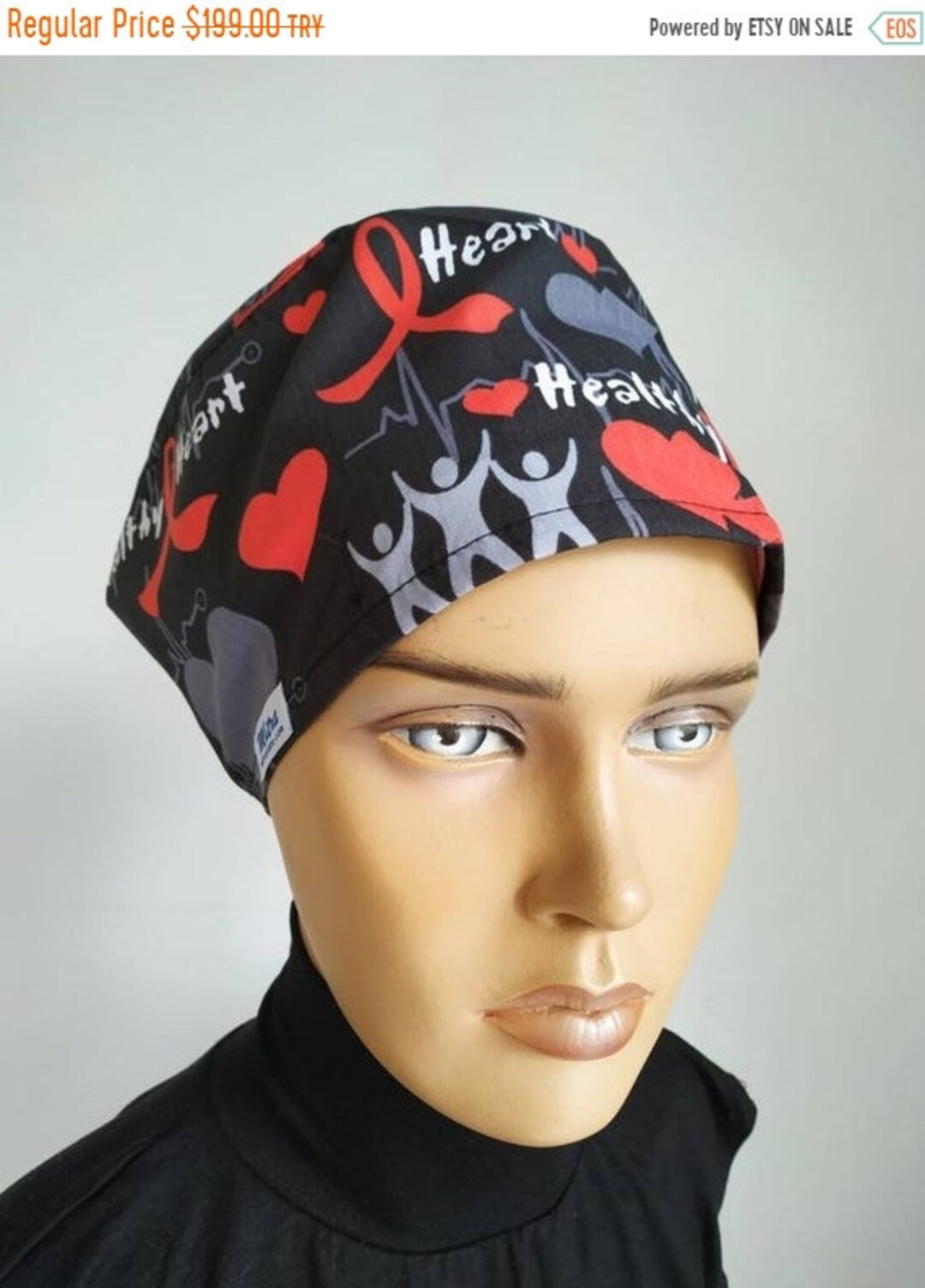 Heart Unisex Cap| Black Surgical Cap | Head Covers - Woman Surgical ...
