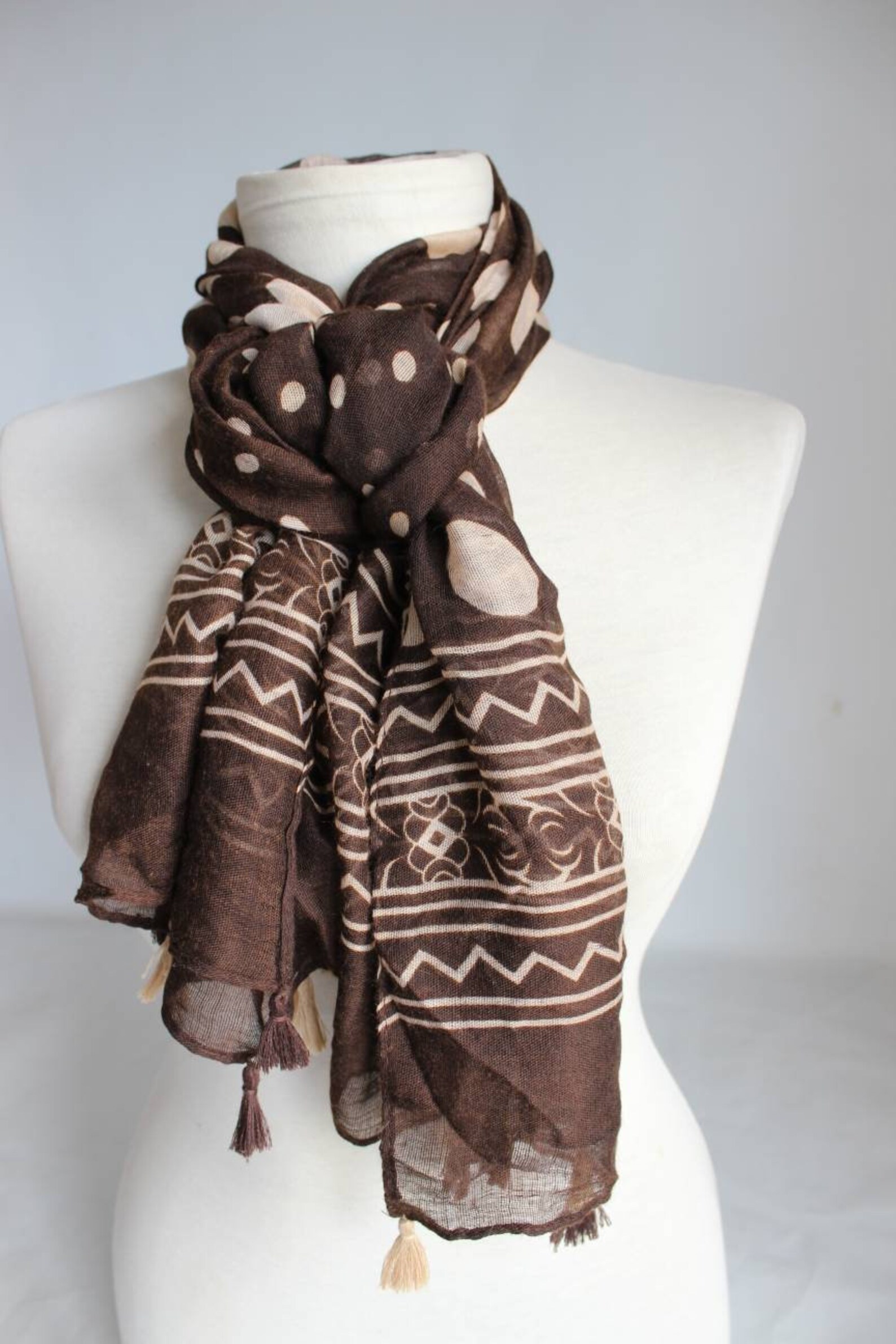 Rectangle Scarf-cotton Scarf Brown Scarves Scarves for Woman Tichel ...