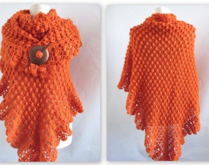Crochet Orange Shawl,wedding Bridal Shawl. Fashion,scarves - Etsy