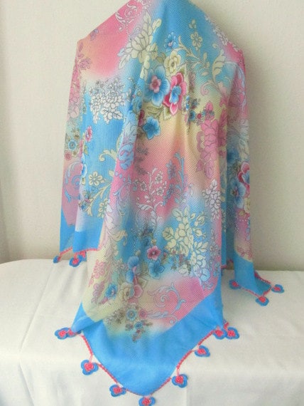 Square Scarf Aqua Blue Hijab Scarf Scarves for Woman Jewish ...