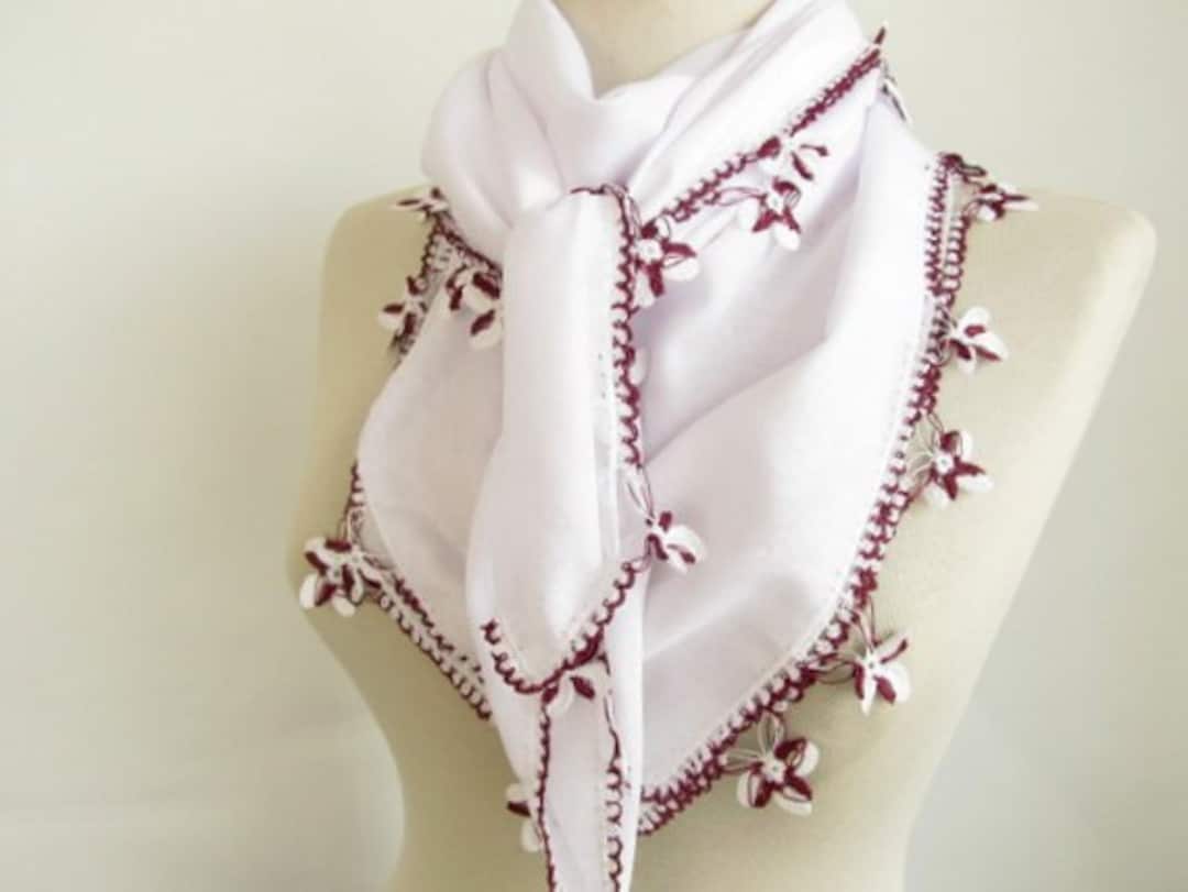 Square Turkish Scarf, Easy Square Amazing White Headscarf Tichel, Hair ...