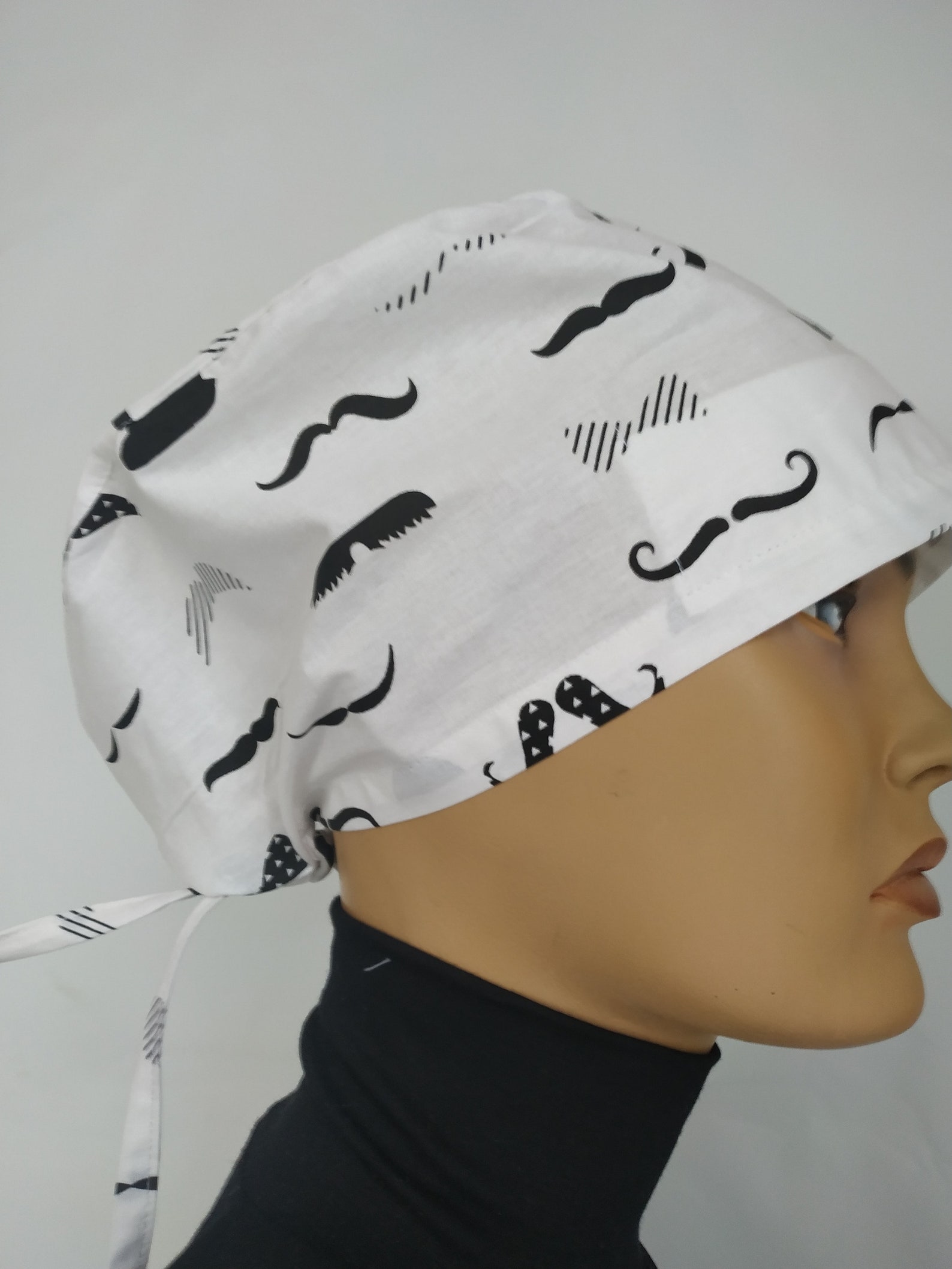White Black Surgical Cap Medical Cap I Adjustable Cotton - Etsy