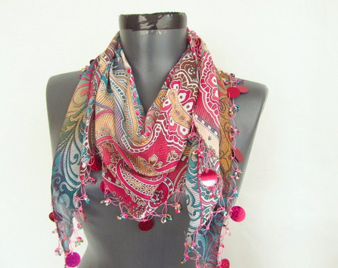Turkish Cotton Scarves - Oya Scarf - Scarf Fashion - Beaded Scarf ...