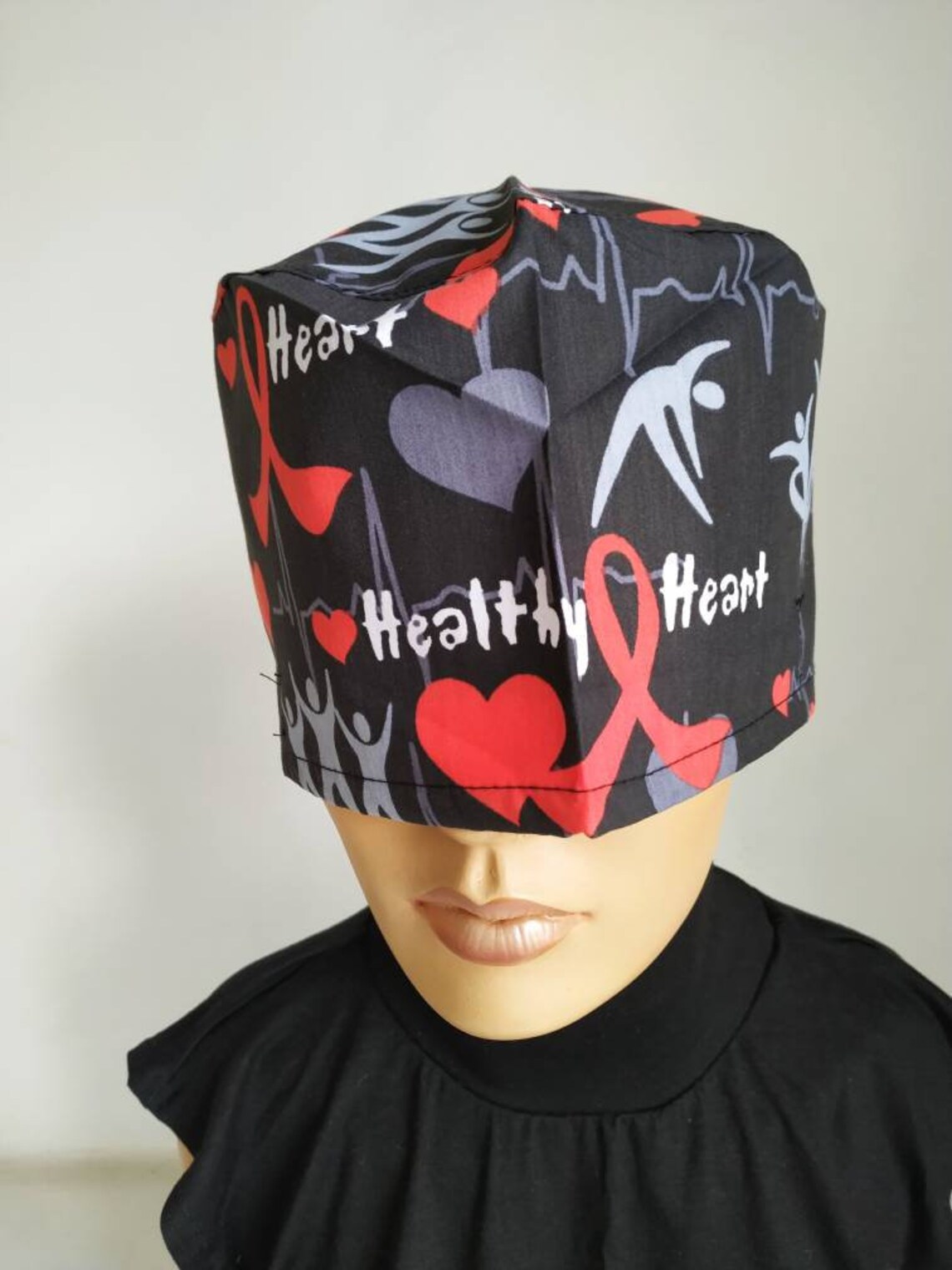 Heart Unisex Cap| Black Surgical Cap | Head Covers - Woman Surgical ...