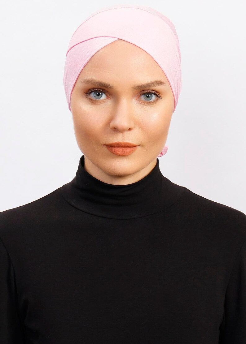 Pink Color Underscarf - All in One Hat- Under Tichel,head Scarves, Head ...
