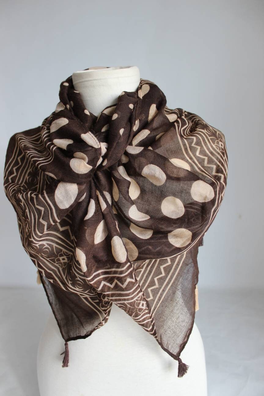 Rectangle Scarf-cotton Scarf Brown Scarves Scarves for Woman Tichel ...