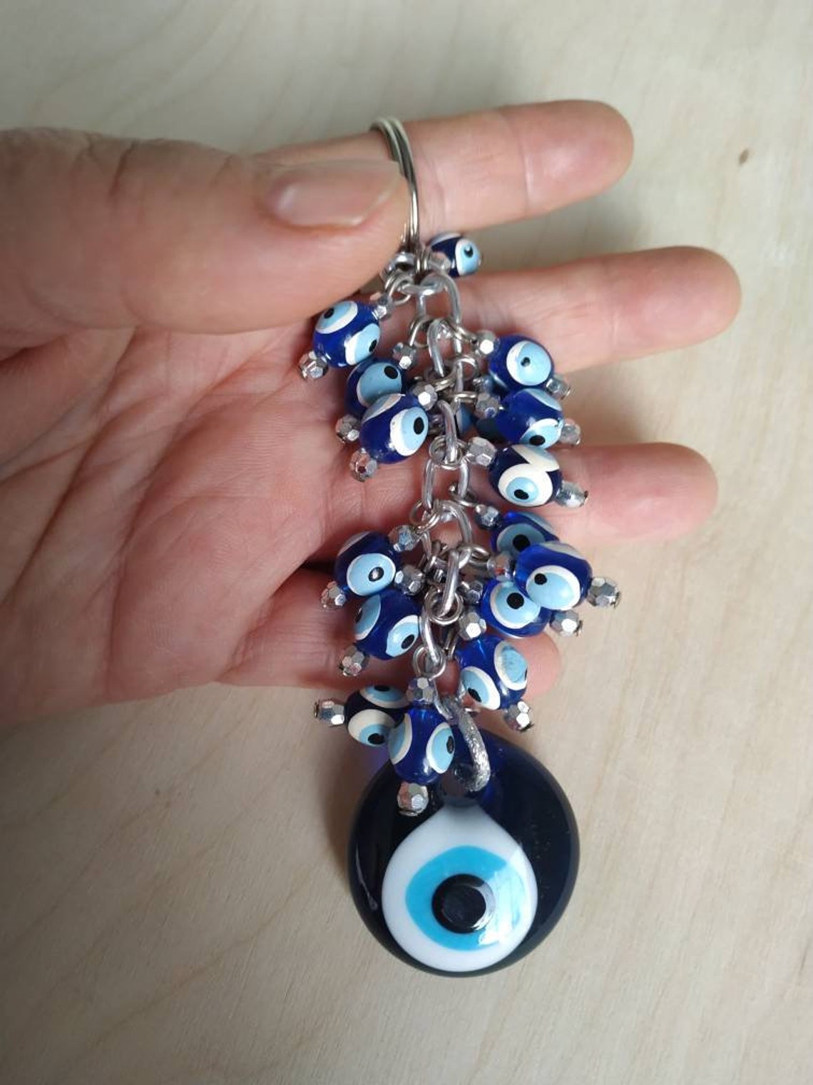 Evil Eye Key Chain, Evil Eye Keychain, Nazar Gift, Greek Key Chain ...