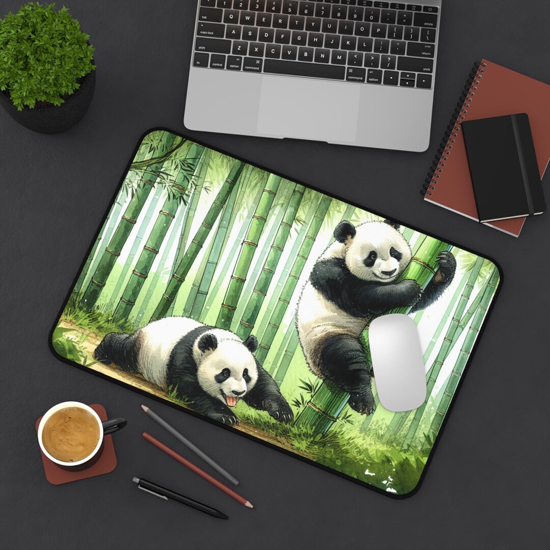 Pandas in Bamboo Forest Desk Mat, XL Mouse Pad - Etsy