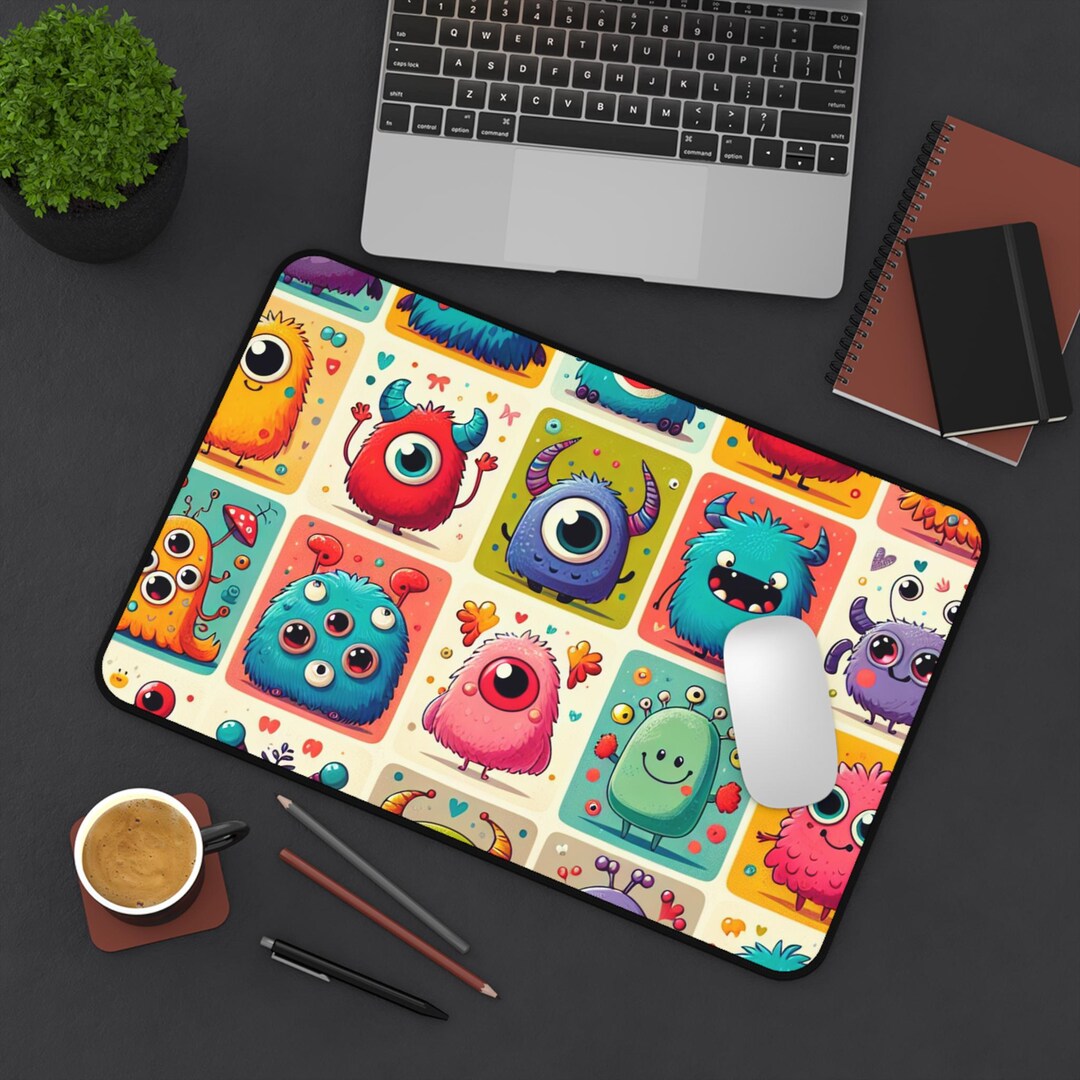 Cute Colorful Monsters Desk Mat, Kids XL Mouse Pad - Etsy