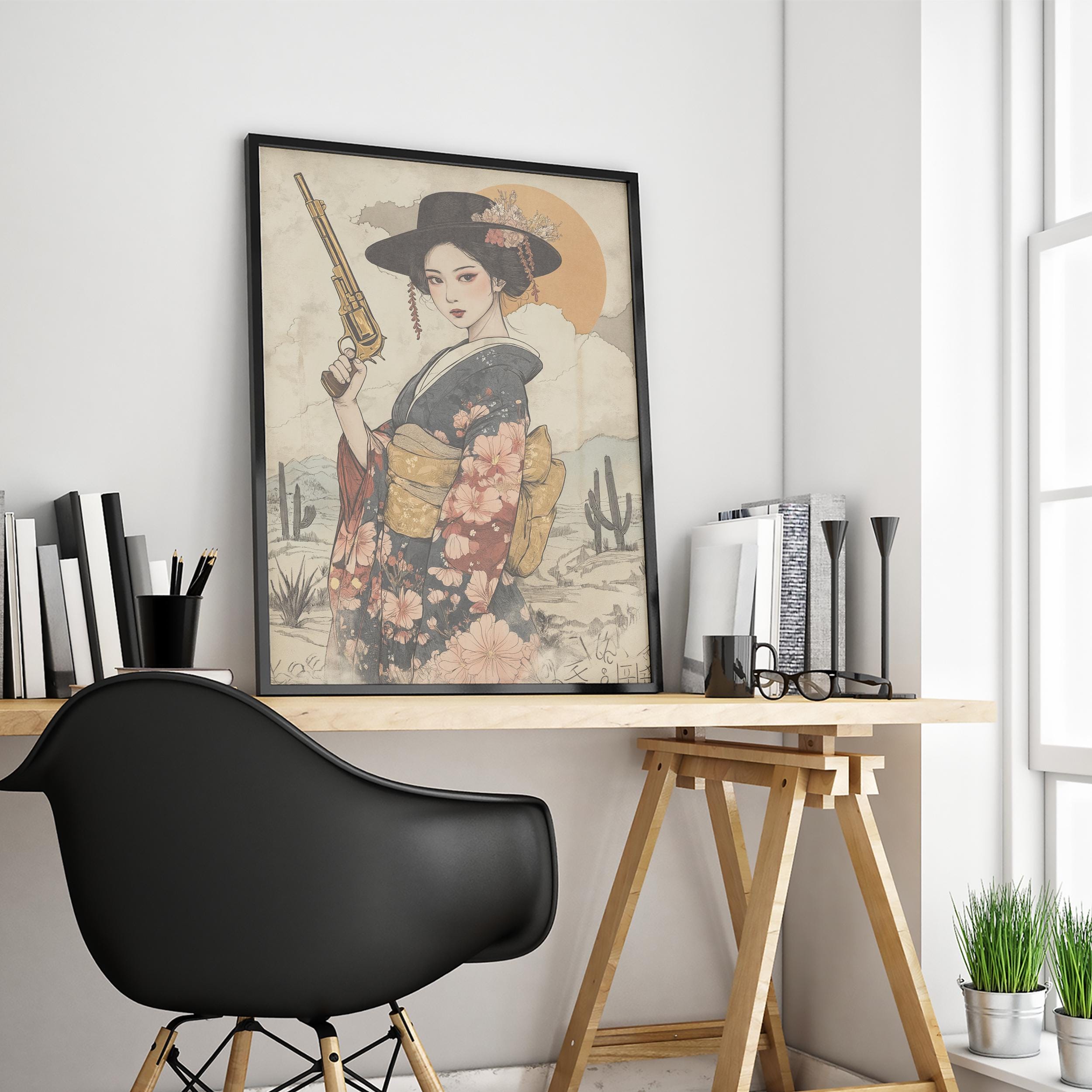Cherry Blossom Outlaw | Samurai Western Fusion Art | Geisha Gunslinger ...