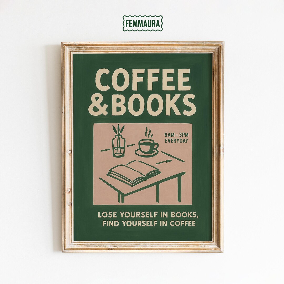 Coffee & Books Poster – Cozy Reading Wall Art - Etsy