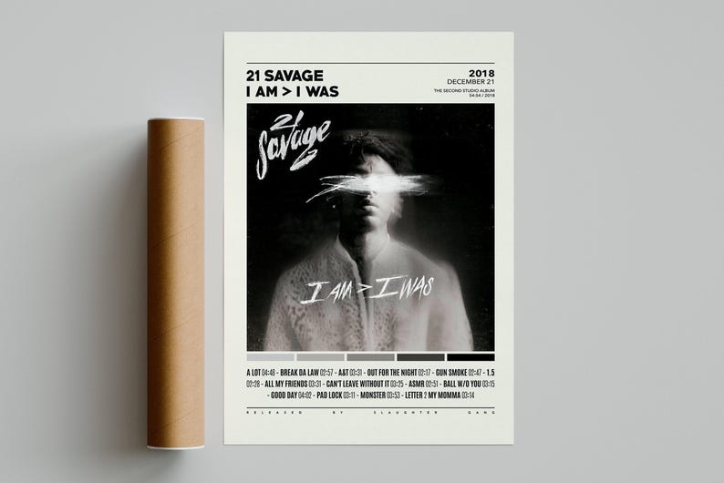 21 Savage Poster / I Am > I Was Poster / Album Cover Poster Poster ...