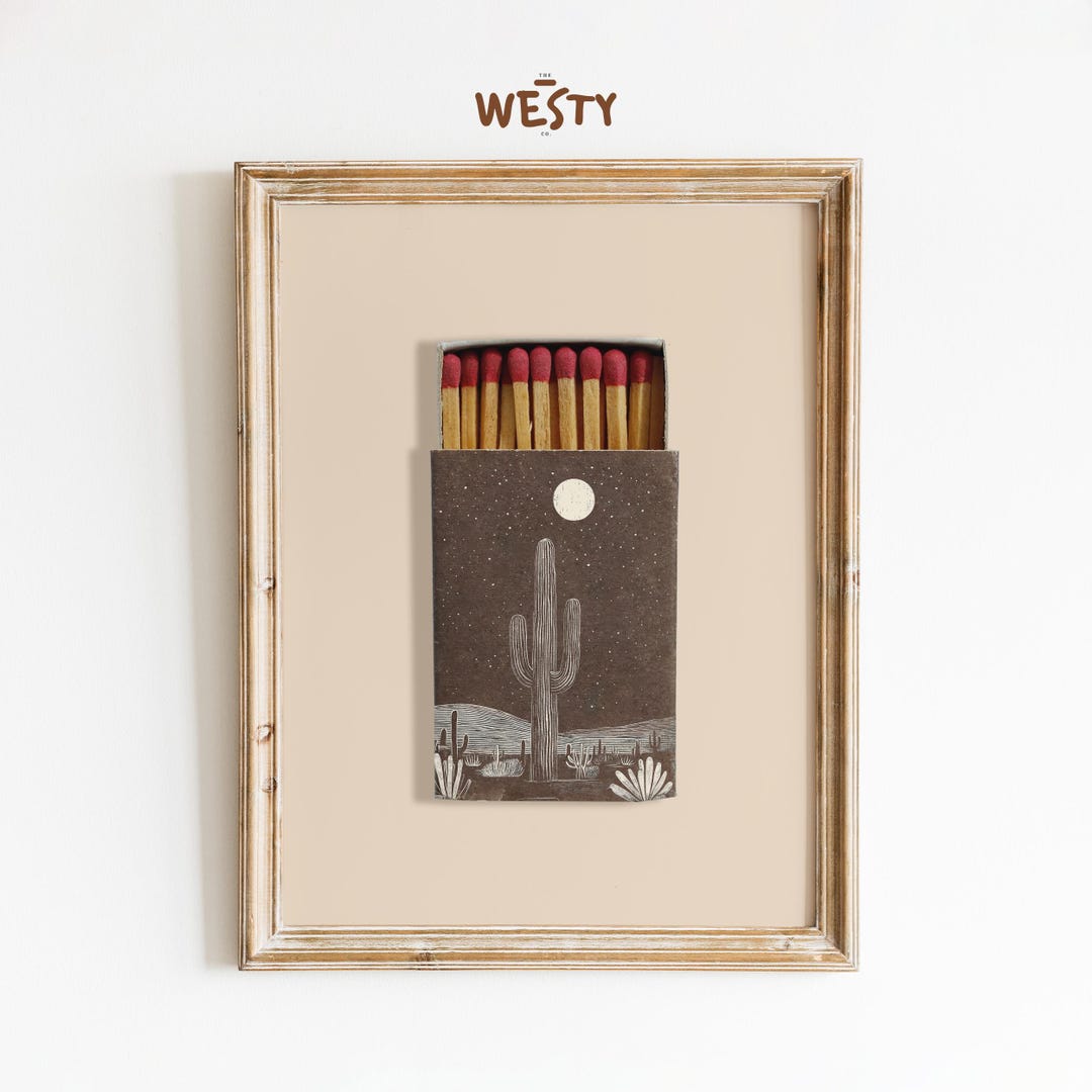 Desert Sparks | Cactus Under the Moon Matchbox Art - Etsy