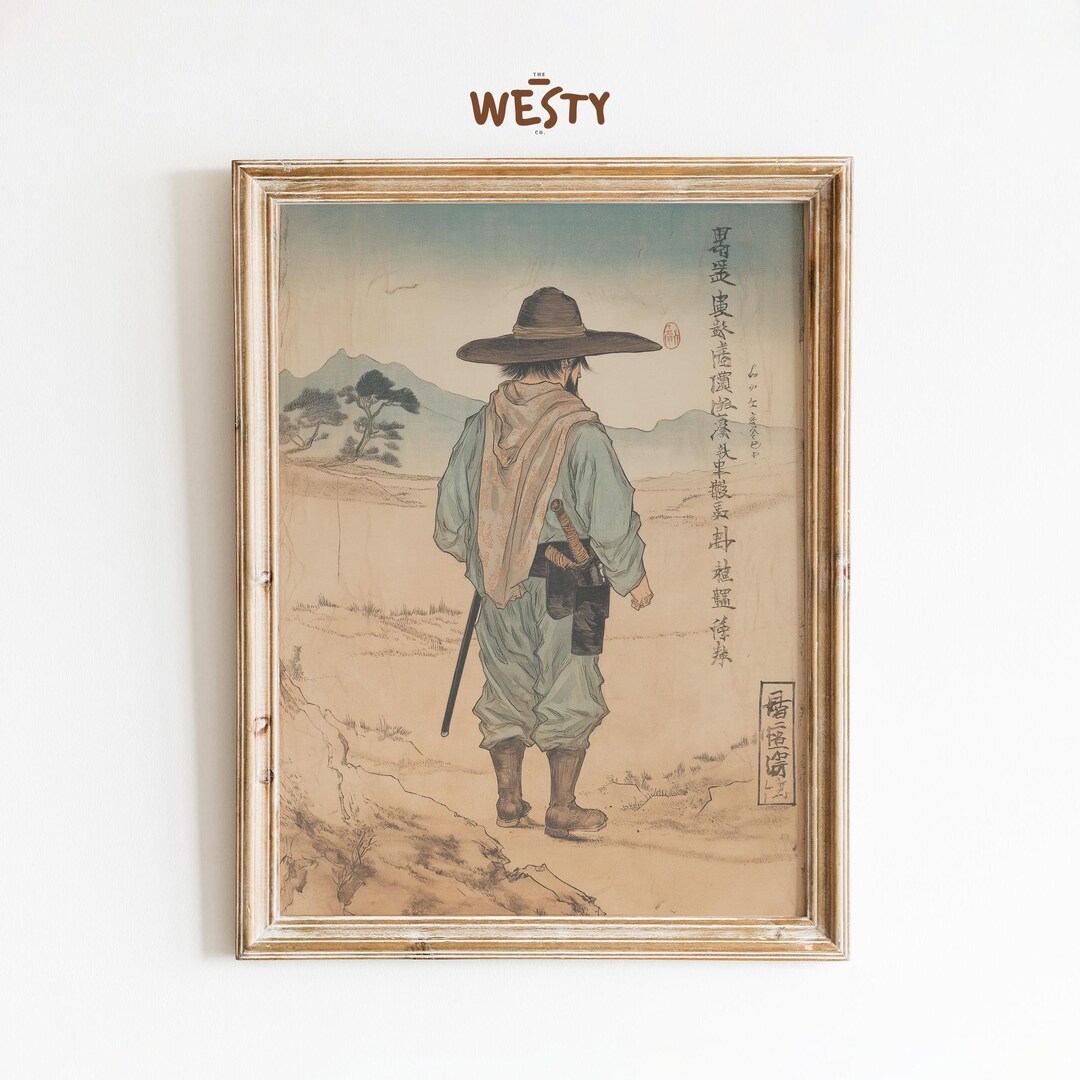 Ronin Cowboy Poster | Vintage Samurai Art | Western Home Decor - Etsy