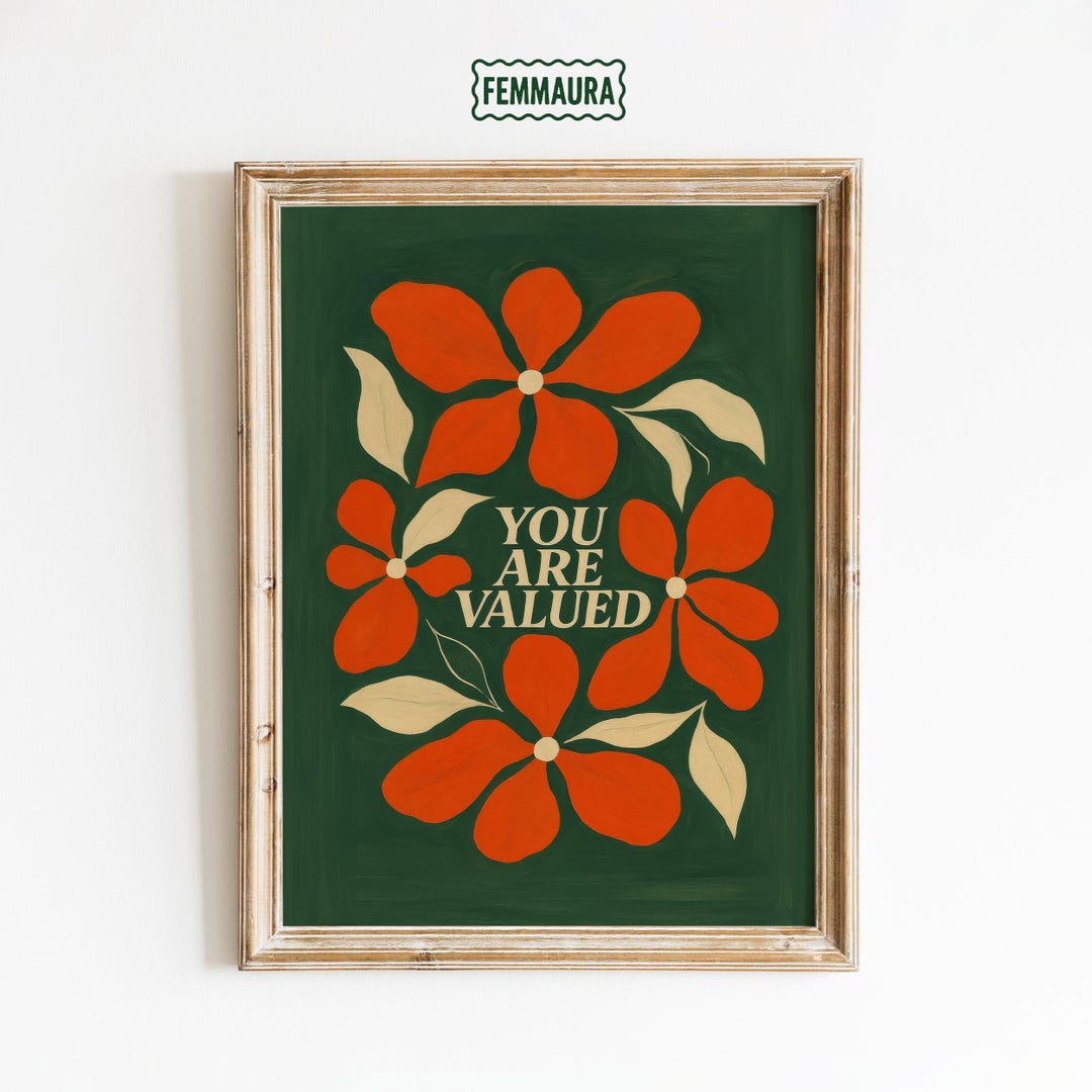 Floral Motivational Poster – You Are Valued Wall Art Print - Etsy