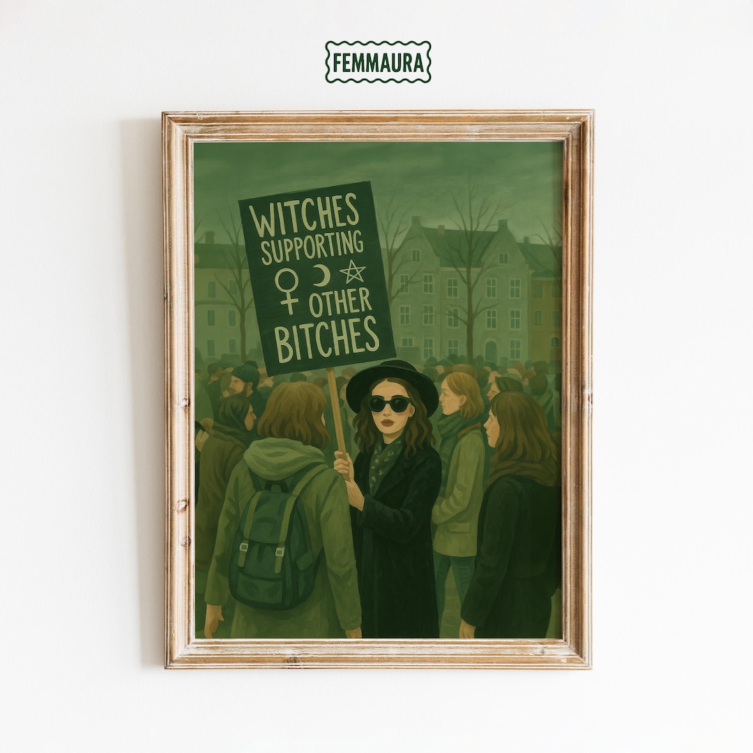 Witches Feminist Protest Poster – Green Witchy Wall Art - Etsy