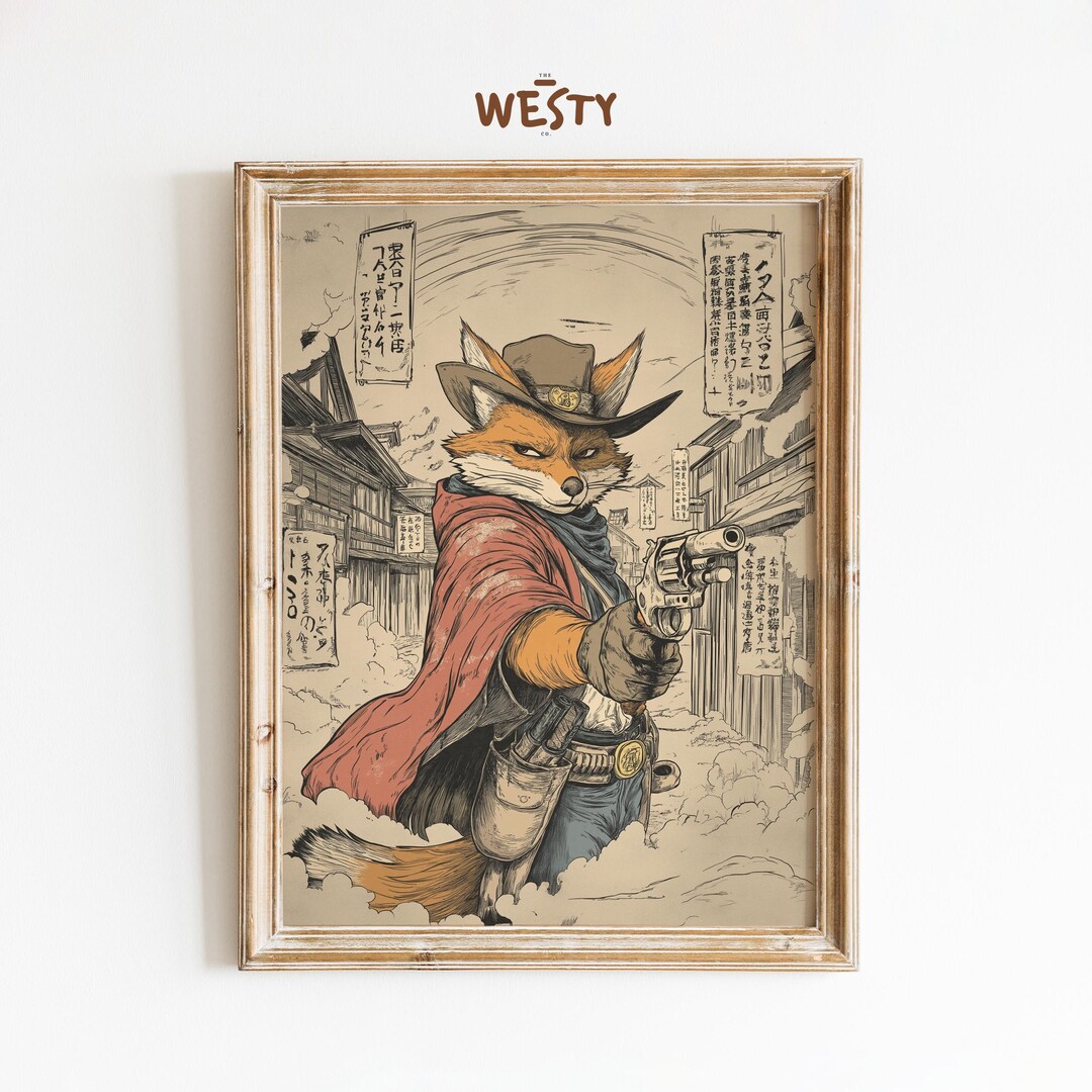 The Ronin Fox Wild West Samurai Art Gunslinger Yokai Print - Etsy