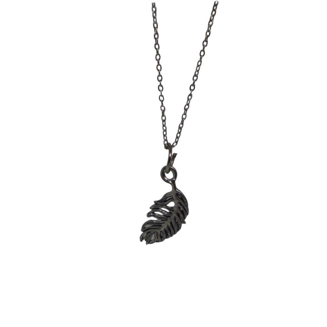 Filigree Feather Pendant Necklace - Stainless Steel Chain - Etsy