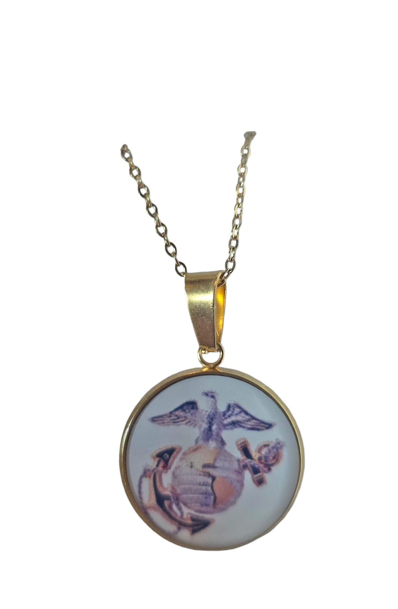 Marine Corps Pendant Necklace: Gold Plated Stainless Steel | Officially ...
