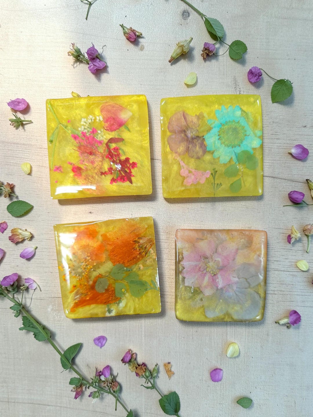 Pressed Flower Resin Magnet, Botanical Art Fridge Decor, Glitter ...