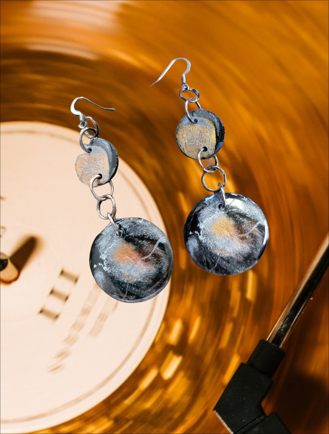 Upcycled Vinyl Record Earrings: Brain Cancer Awareness Jewelry - Etsy