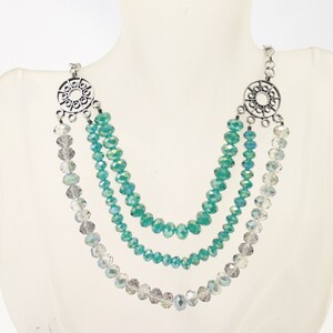 Colorful Crystal Three Strand Necklace - Etsy