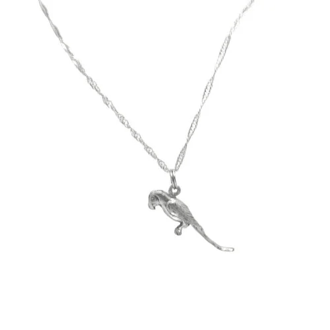 Pewter Parrot Charm Necklace: Tropical Bird Jewelry - Etsy