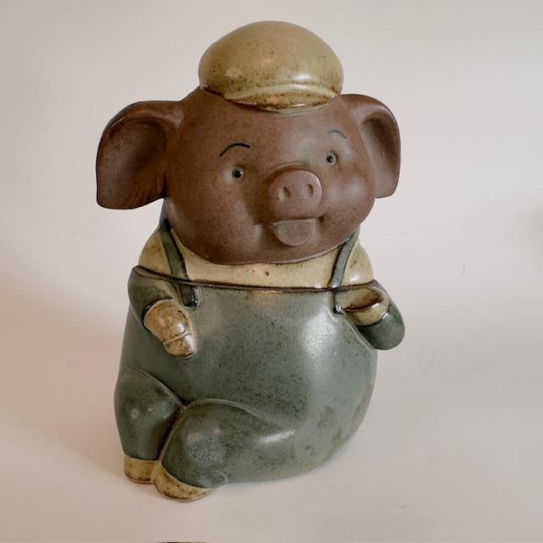 UCTCI Japan Gempo Pottery Pig Sugar /grease /trinket Jar Matte Finish ...