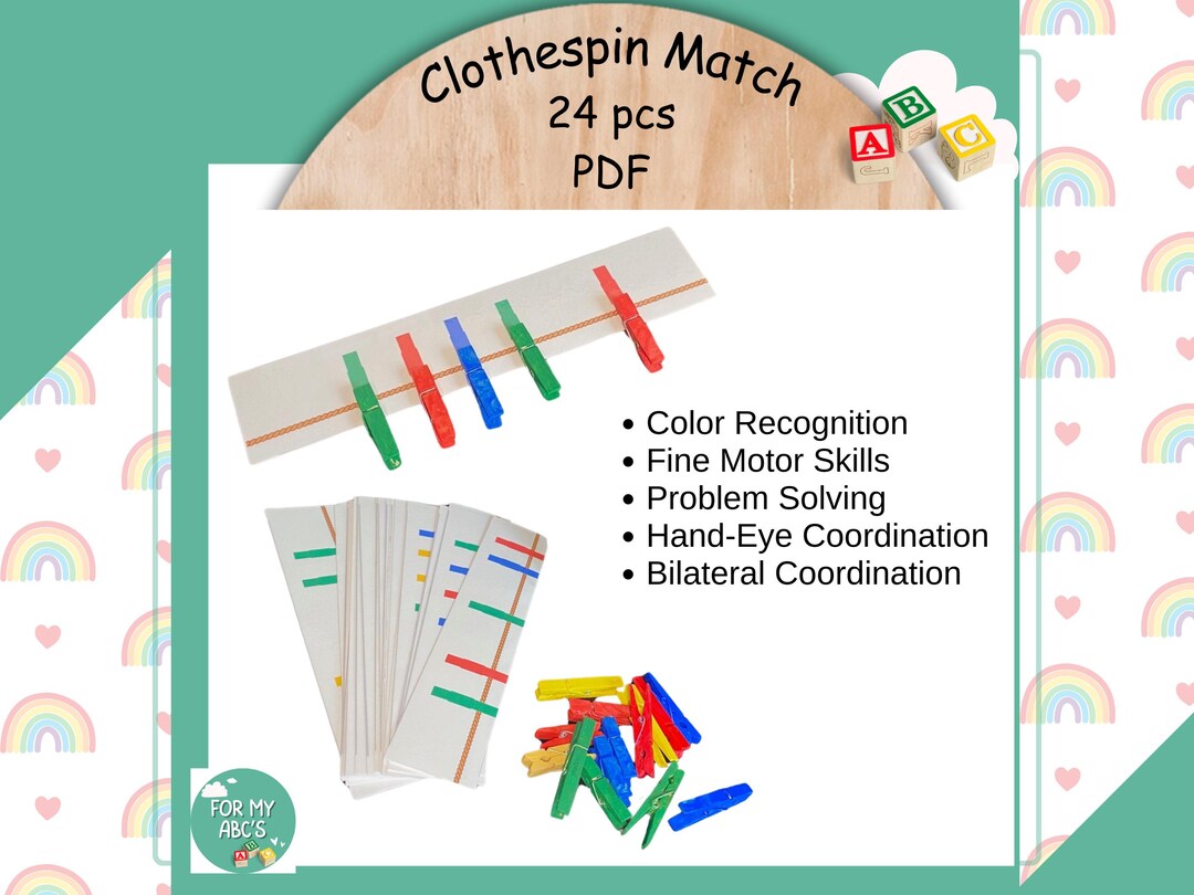 Printable Clothespin Pattern Match Game: Toddler Learning (PDF) - Etsy