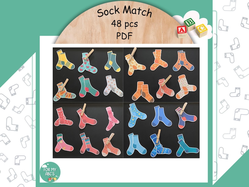 Printable Sock Matching | Digital Download Toddler Activity | Preschool ...