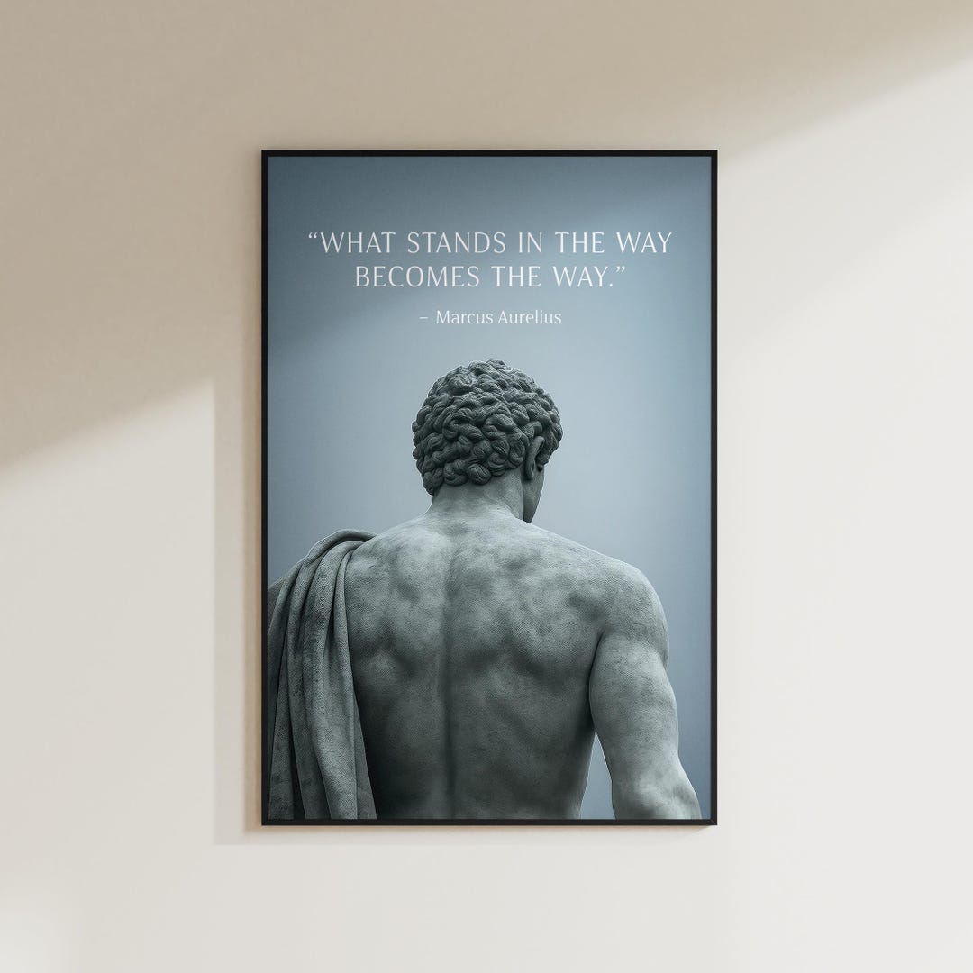 Marcus Aurelius Stoic Quote Wall Art: Roman Philosopher Statue Canvas ...