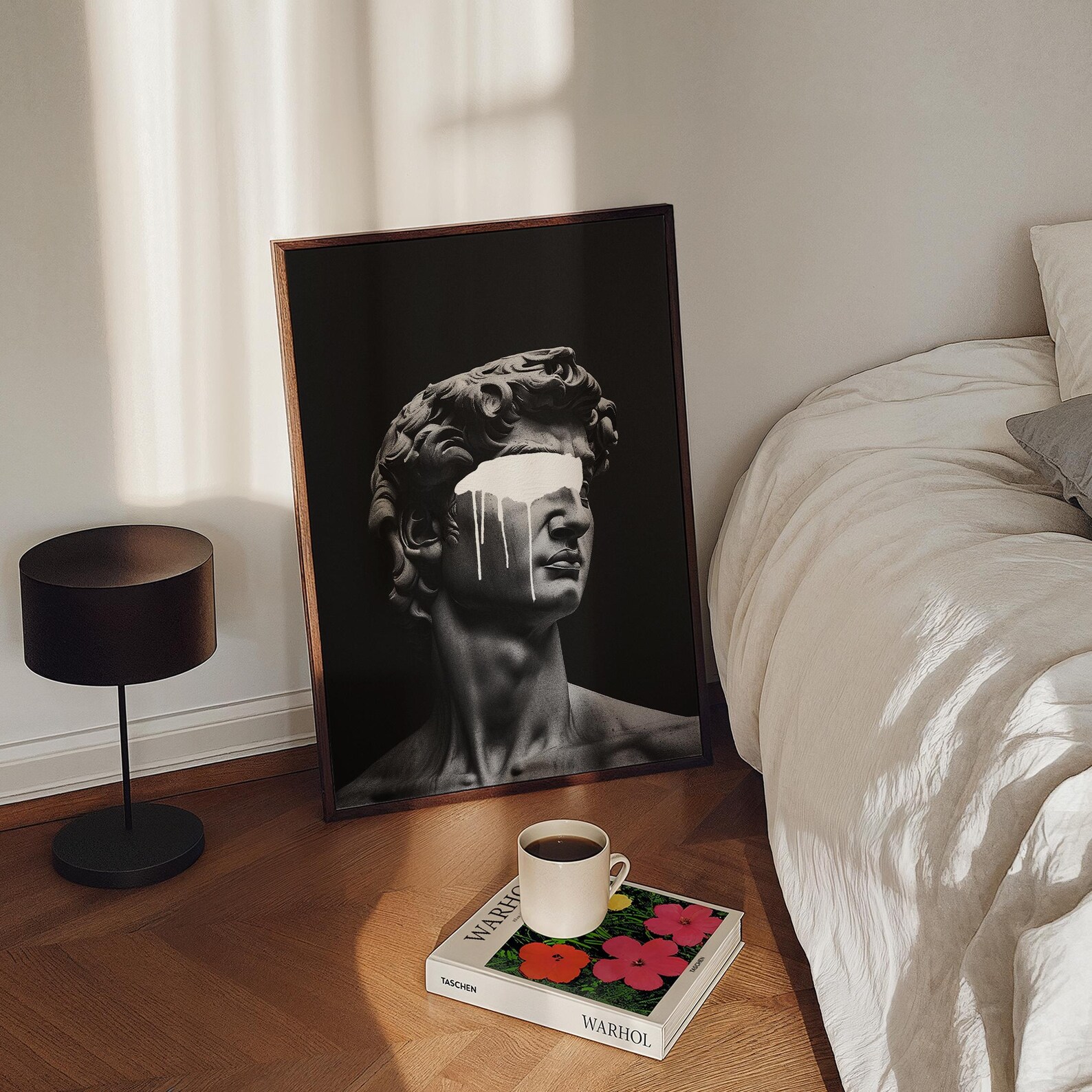 Michelangelo’s David Paint Splash - Graffiti Sculpture Wall Art | Black ...