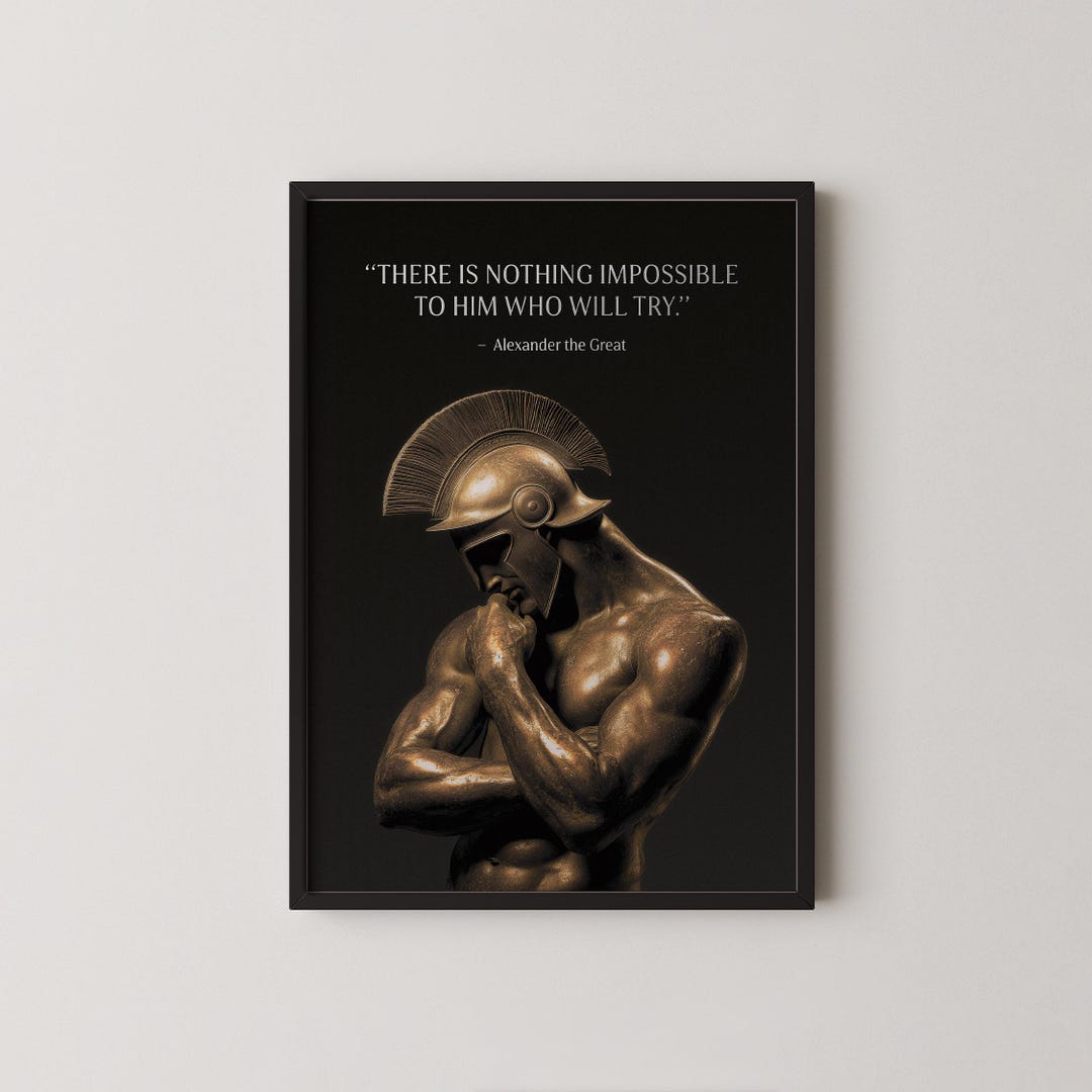Alexander the Great Quote, Motivational Wall Art, Spartan Warrior ...