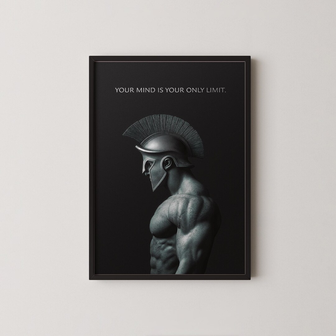 Spartan Warrior Motivational Quote Wall Art Canvas, Inspirational Text ...