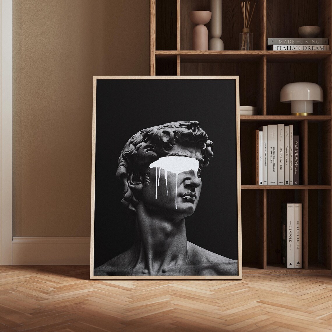 Michelangelo’s David Paint Splash - Graffiti Sculpture Wall Art | Black ...