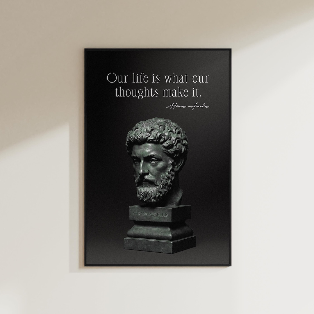 Marcus Aurelius Stoic Quote Wall Art: Roman Emperor Bust Canvas Print ...
