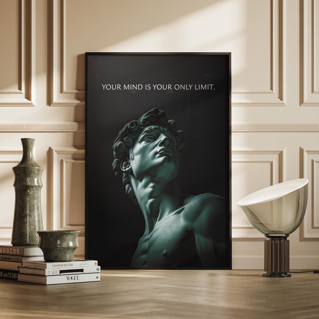 Mindset Quote Wall Art: Classical Statue Canvas Print, Motivational ...