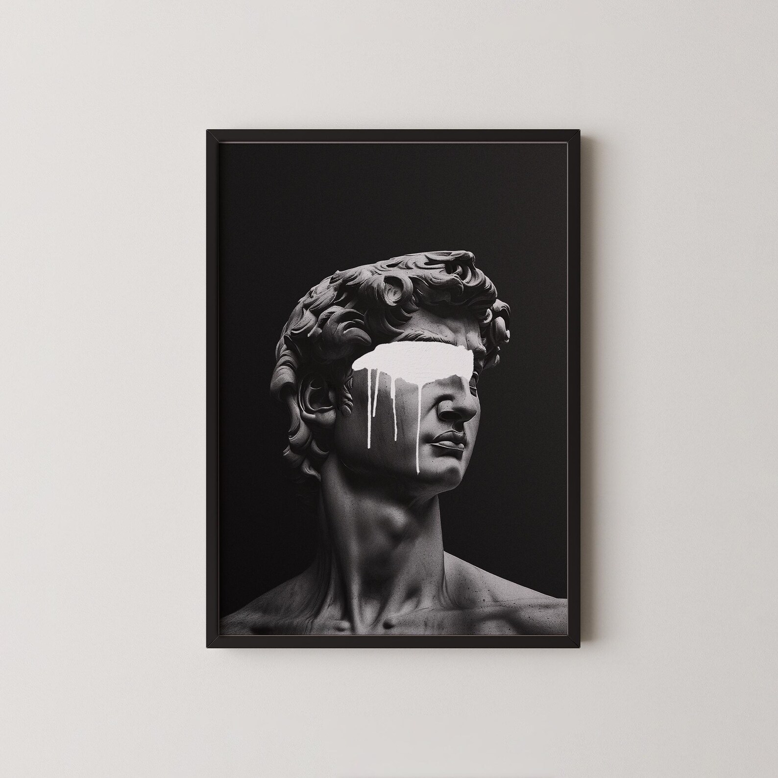 Michelangelo’s David Paint Splash - Graffiti Sculpture Wall Art | Black ...
