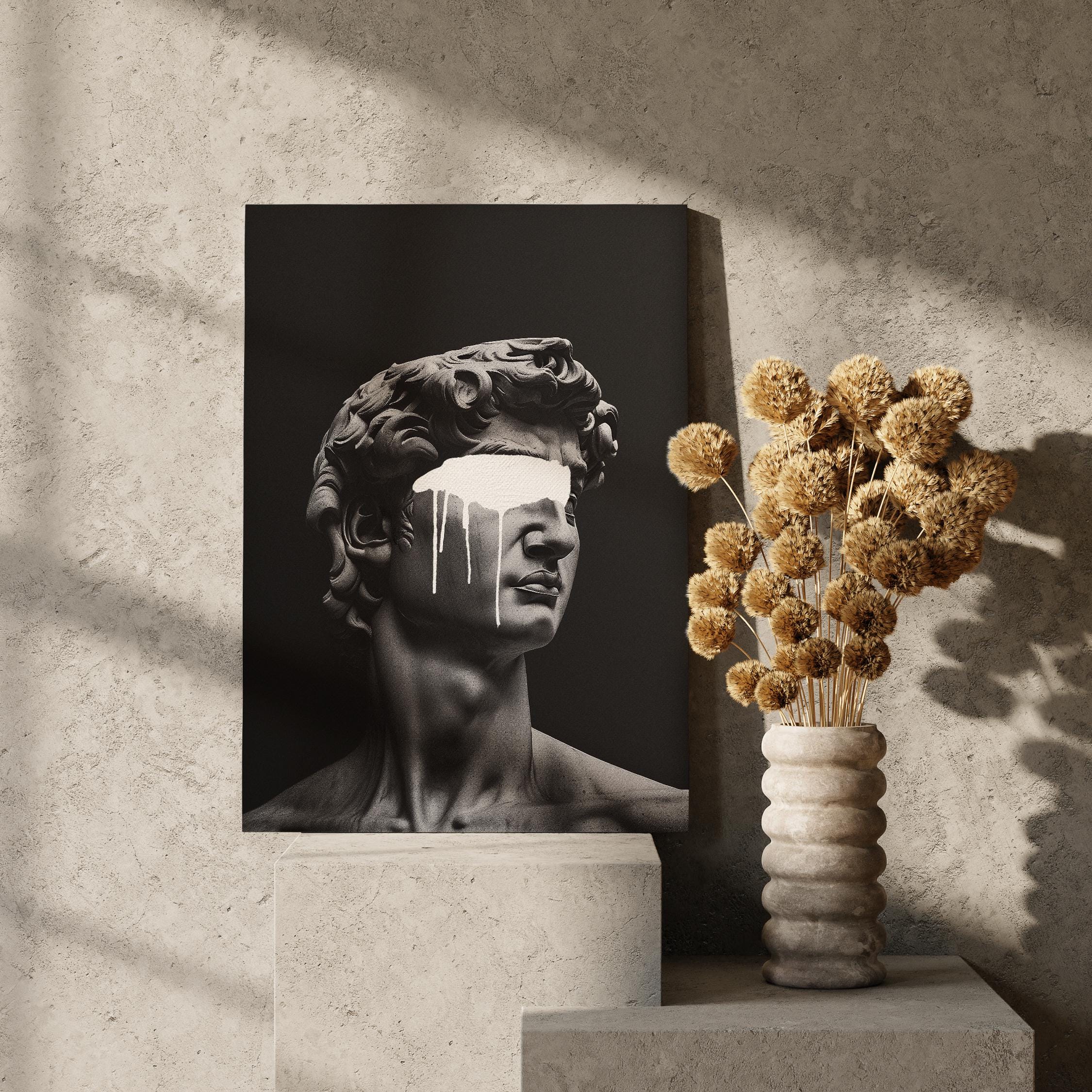 Michelangelo’s David Paint Splash - Graffiti Sculpture Wall Art | Black ...