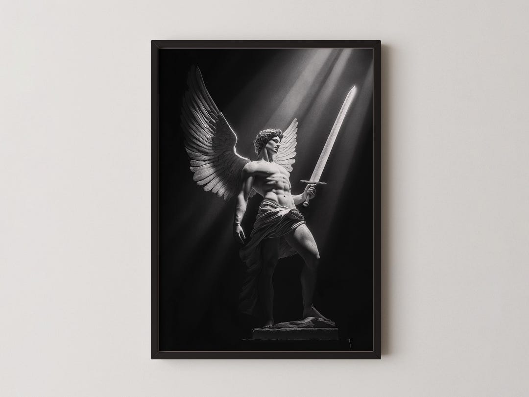 Archangel Michael Angelic Warrior Wall Art Spiritual Protector Print ...