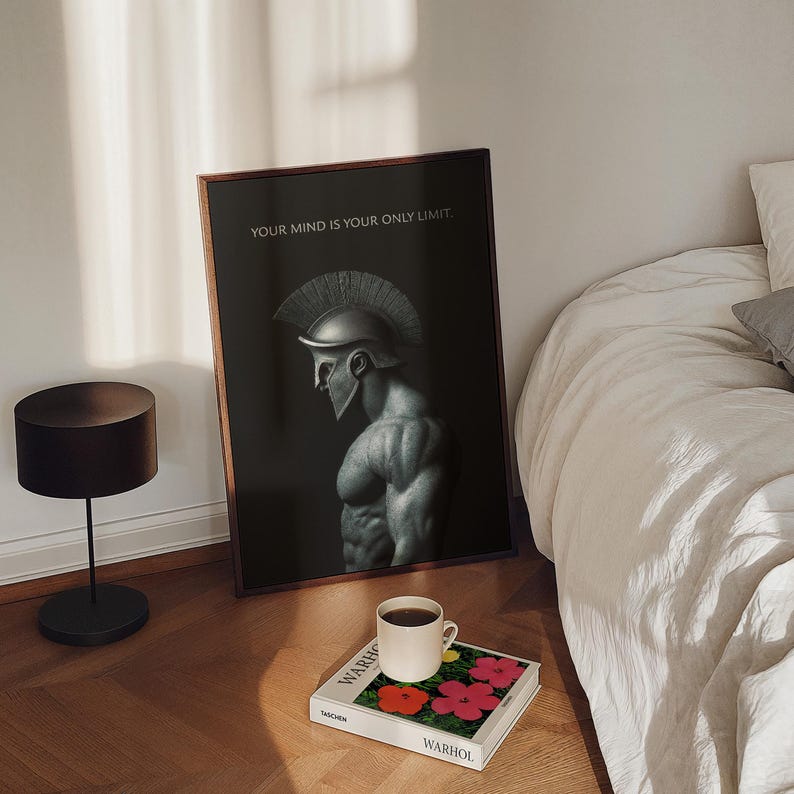 Spartan Warrior Motivational Quote Wall Art Canvas, Inspirational Text ...